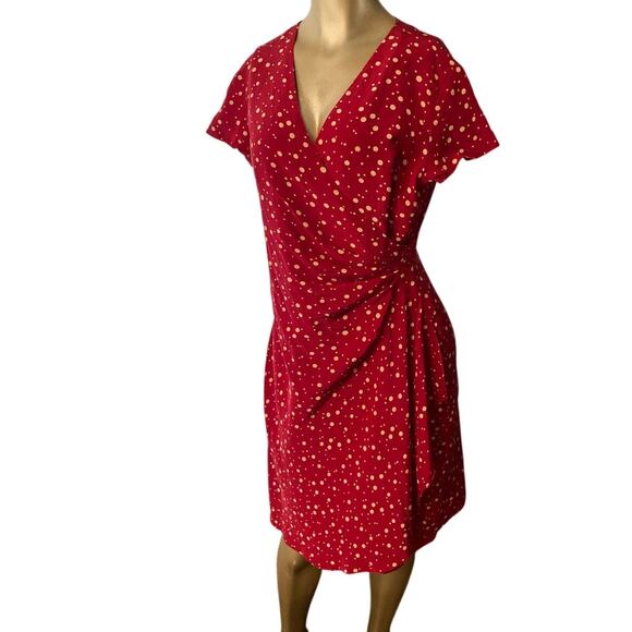 Chadwicks | Dresses | Chadwick Dress Women Size 2 Faux Wrap Red Polka ...